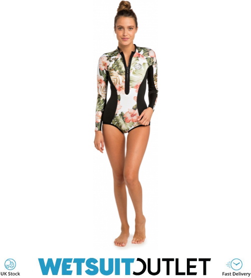 2019 Rip Curl Womens G Bomb 1mm Long Sleeve Shorty Wetsuit White Wsp7lw